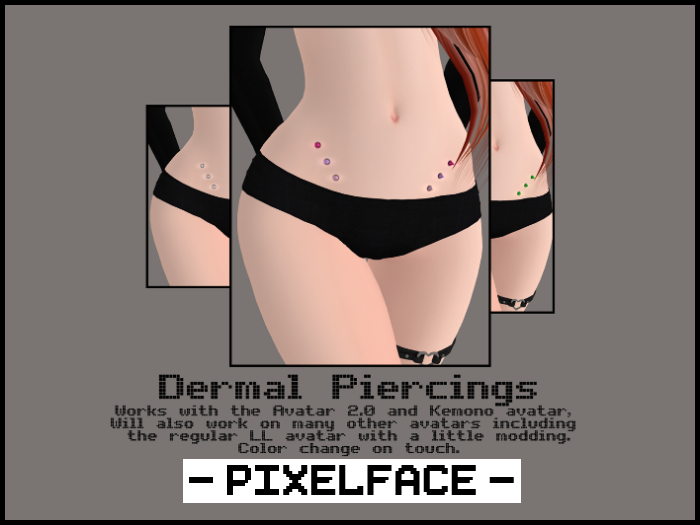 Second Life Marketplace - {Pixelface} Kemono Dermal Piercing